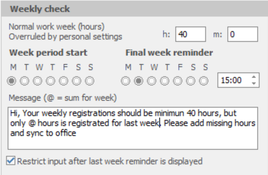 Configuration of Time input reminders – Handyman Support