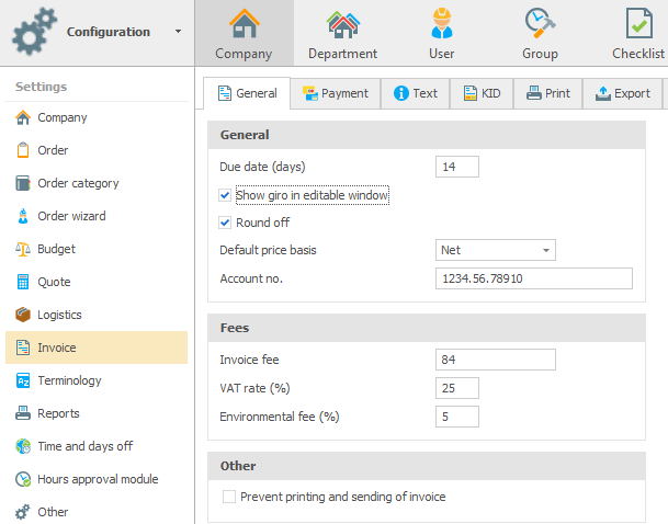 Invoice (Configuration) – Handyman Support