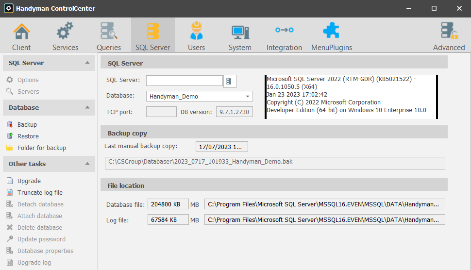 SQL Server – Handyman Support