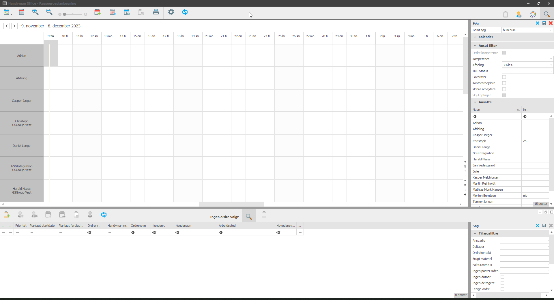 Manual sorting of employees in resource planner calendar – Handyman Support